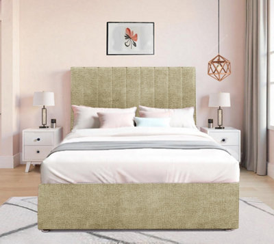 5FT King Albania Naples Sand Divan Bed Set with 26'' Long Vertical Line ...