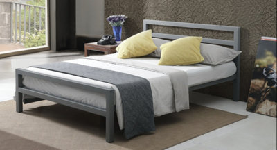 5ft King Size Grey Strong, Solid, Metal Bed Frame, Bedstead, Heavy Duty