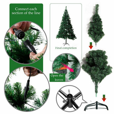 5FT Pre-Lit Warm White LED Green Christmas Slim Pine Narrow Tree With ...