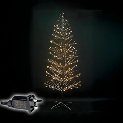5FT Prelit Brown LED Snow Twig Christmas Tree Warm White LEDs