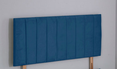 5FT Small Single 26inch Blue plush 9 Panel Headboard