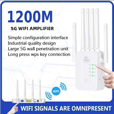 5G WiFi Repeater & Signal Booster 1200Mbps, 5GHz Long Range WiFi Extender