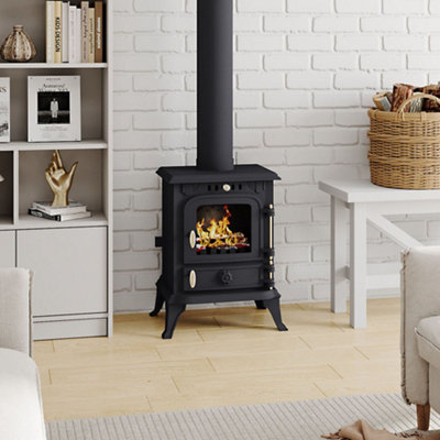 5KW Cast Iron Eco Design Stove MultiFuel Wood Burning Stove Fireplace ...