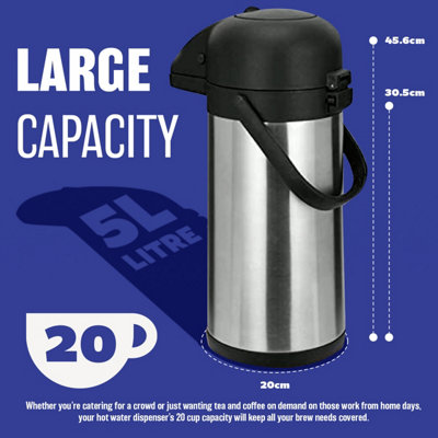 5L Airpot Flask Garden Tea Coffee Stainless Steel Pump Action Hot ...