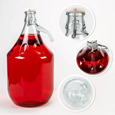 5L DEMIJOHN CARBOY Flip Top Screw Cap Bung Home Brewing Wine Cider ...