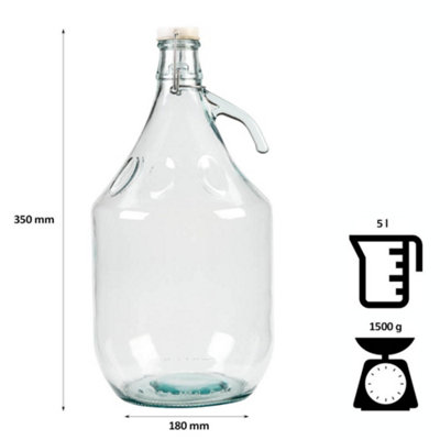 5L DEMIJOHN CARBOY Flip Top Screw Cap Bung Home Brewing Wine Cider ...