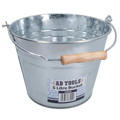 5L Galvanised Steel Metal Bucket Pail Water Coal Greenhouse Garden ...