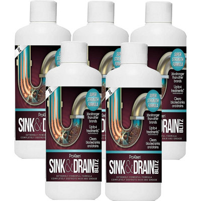 5L of Pro-Kleen Sink & Drain Blitz - Plughole, Sink & Drain Unblocker ...