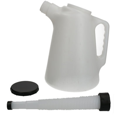 5L Plastic Measuring Jug & Flexible Spout Litre & Quarts Water Petrol ...