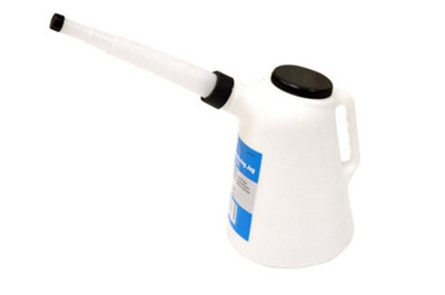 5L Plastic Measuring Jug With Flexible Spout & Lid For Oil Water Fuel ...