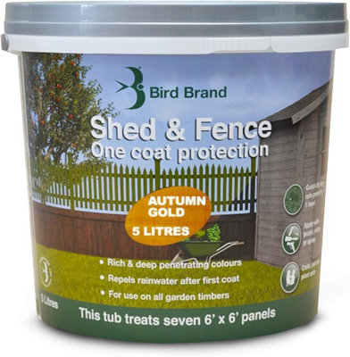 5L, Shed & Fence One Coat Protection Autumn Gold, Garden Timber ...