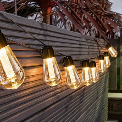 5m 20 LED Solar Outdoor String Lights - Vintage Edison Style Garden ...