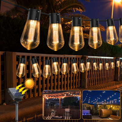 5M 20 LED Solar Powered Retro Bulb String Lights Garden Outdoor Fairy ...