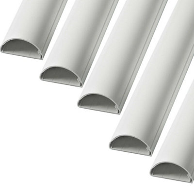 5m 50mm x 25mm White Scart / Data Cable Trunking Conduit Cover AV TV ...