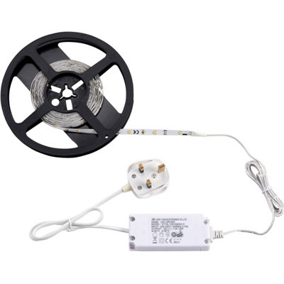 5m Daylight White LED Tape Kit - 12W LED Driver - Flexible Cabinet ...