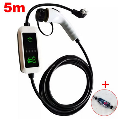 5M EV CHARGING CABLE TYPE 2 UK PLUG 3 PIN ELECTRIC VEHICLE CAR CHARGER ...