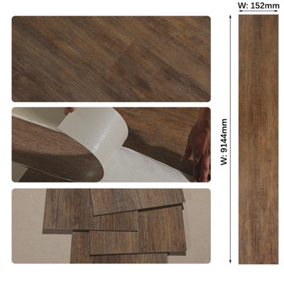 5m² Floor Planks Tiles Self Adhesive Wooden Effect PVC Flooring M09 ...
