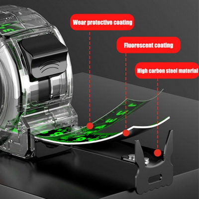 5m Self-Locking Transparent Tape Measure - Dual Sided Blade