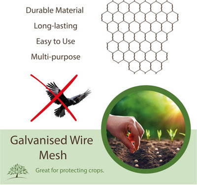 5m x 0.6m x 25mm Chicken Wire Mesh Rabbit Animal Fence Galvanised Steel