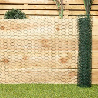 5m x 0.6m x 25mm Green PVC Coated Galvanised Chicken Garden Wire ...