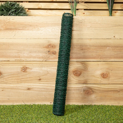 5m x 0.6m x 25mm Green PVC Coated Galvanised Chicken Garden Wire ...