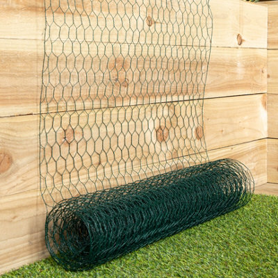 5m x 0.6m x 25mm Green PVC Coated Galvanised Chicken Garden Wire ...