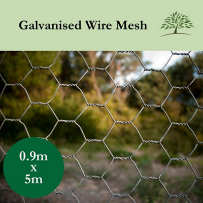 5m x 0.9m x 25mm Chicken Wire Mesh Rabbit Animal Fence Galvanised Steel ...