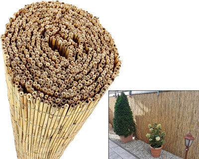 5m x 1.5m Bamboo Screening Roll Natural Fence Panel Peeled Reed Fencing ...