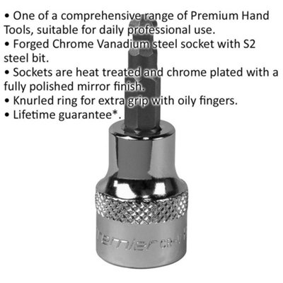 5mm Ball-End Hex Socket Bit - Durable Chrome Vanadium Wrench for 3/8" Drive