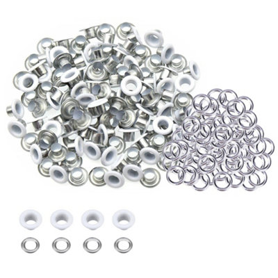 5mm Brass Eyelets with Washers, Rust-Proof Grommets, Matt White - 100pcs