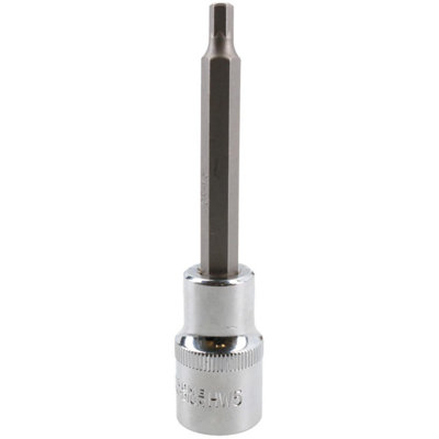 5mm Hex Allen Key Long Bit Internal Socket Metric 1/2" Drive 100mm Length Cr-V | DIY at B&Q