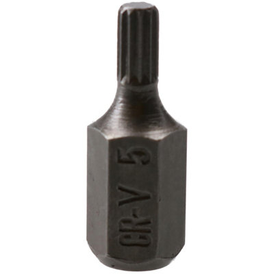 5mm Spline Bit 30mm Length 10mm Shank Chrome Vanadium Hardened Tip ...