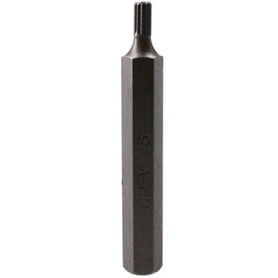 5mm Spline Bit 75mm Length 10mm Shank Chrome Vanadium Hardened Tip ...
