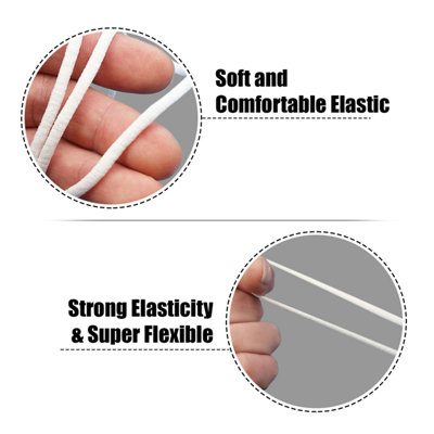 5mm Wide Flat Elastic Band, Soft Stretchy Strap Elastic Cord, White ...