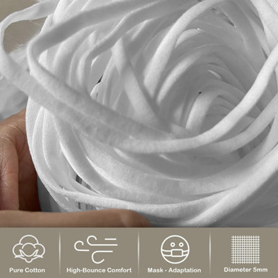 5mm Wide Flat Elastic Band, Soft Stretchy Strap Elastic Cord, White ...