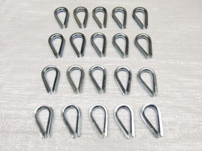 5MM Wire Rope Thimbles x20 - Galvanised Steel Commercial Loop