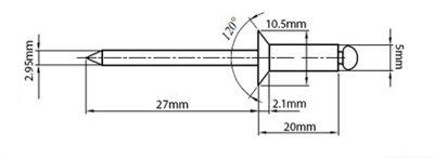 5mm x 20mm - Pack of 100 - ISO 15978 - Blind Pop Rivet Countersunk Head ...