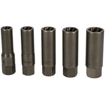 5pc 3 8in Drive Deep Bolt Extractor Set Damaged Broken Nut Twist Socket Remover
