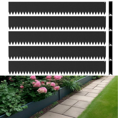 5pc Black Steel Lawn Edging 5mx15cm Flexible Garden Border