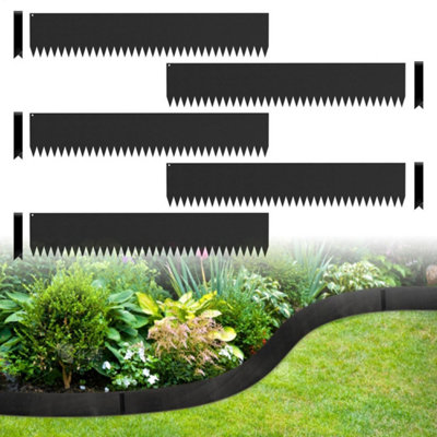 5pc Black Steel Lawn Edging 5mx15cm Flexible Garden Border