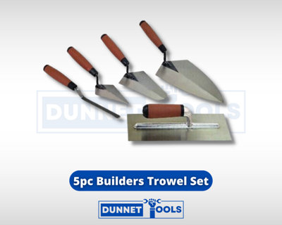 5pc Builders Trowel Set Building High Quality Steel Soft Grip Handle ...