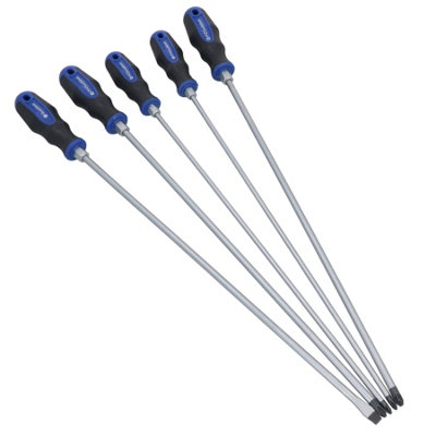 5pc Extra Long Screwdriver Flat Slotted Pozi Phillips Headed Total ...