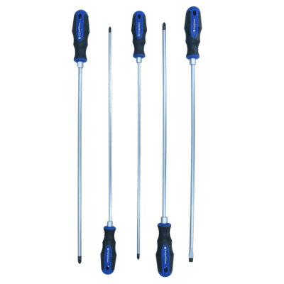 5pc Extra Long Screwdriver Flat Slotted Pozi Phillips Headed Total ...