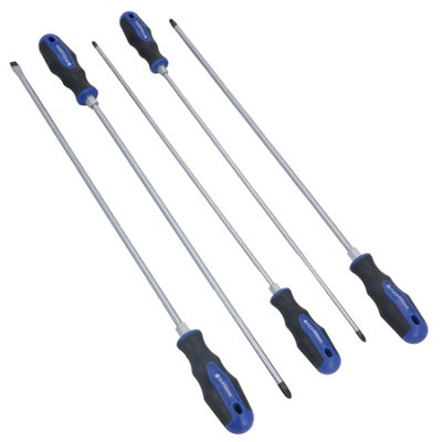 5pc Extra Long Screwdriver Flat Slotted Pozi Phillips Headed Total ...