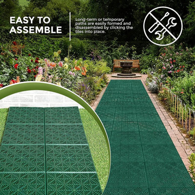5pc Garden Interlocking Green Tiles | DIY at B&Q