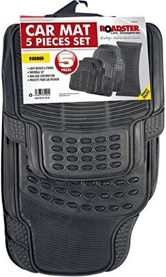 5pc Heavy Duty Universal Black Rubber Car Mat Set Non Slip Van Mats ...