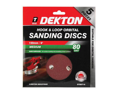 5PC HOOK AND LOOP ORBITAL SANDING DISC, DT80716