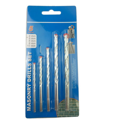 5pc Masonary Drill Bit Set 4-10mm Stone Brick Concrete Wall Masonry ...