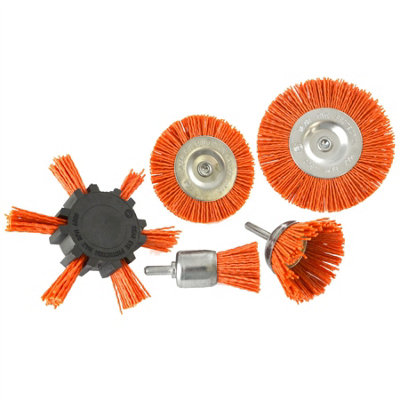 5pc Nylon Abrasive Filament Brush Drill Spindle 6mm Shank De Burring Rust