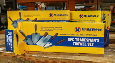 5pc Tradesman's Trowel Set Hardened Steel Blades, Soft Grip Handles for ...